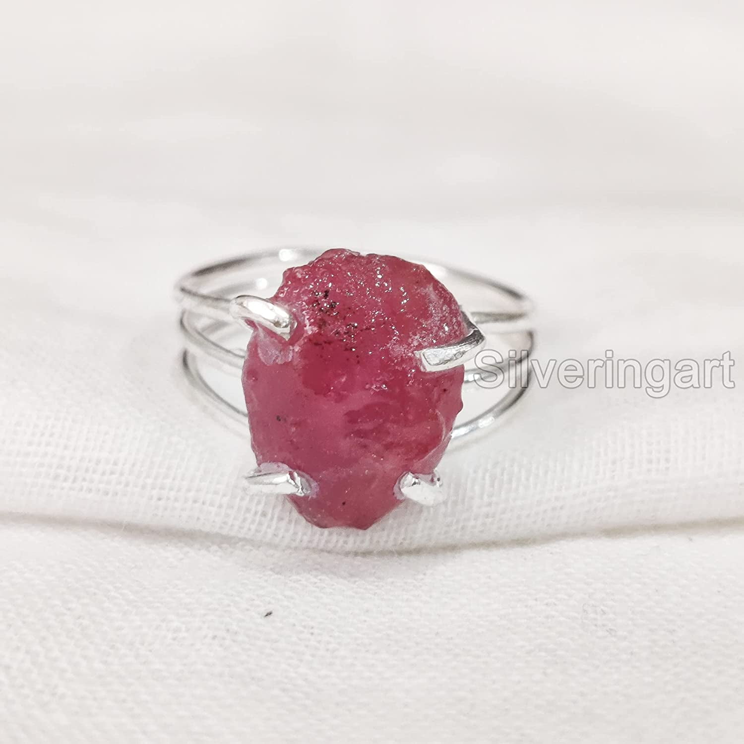 AAA Natural Ruby Ring, Rough Ruby Gemstone Ring, July Birthstone, 3 ...