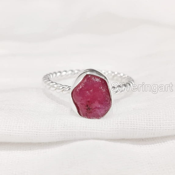 AAA Natural Ruby Ring, Rough Ruby Gemstone Ring, July Birthstone ...
