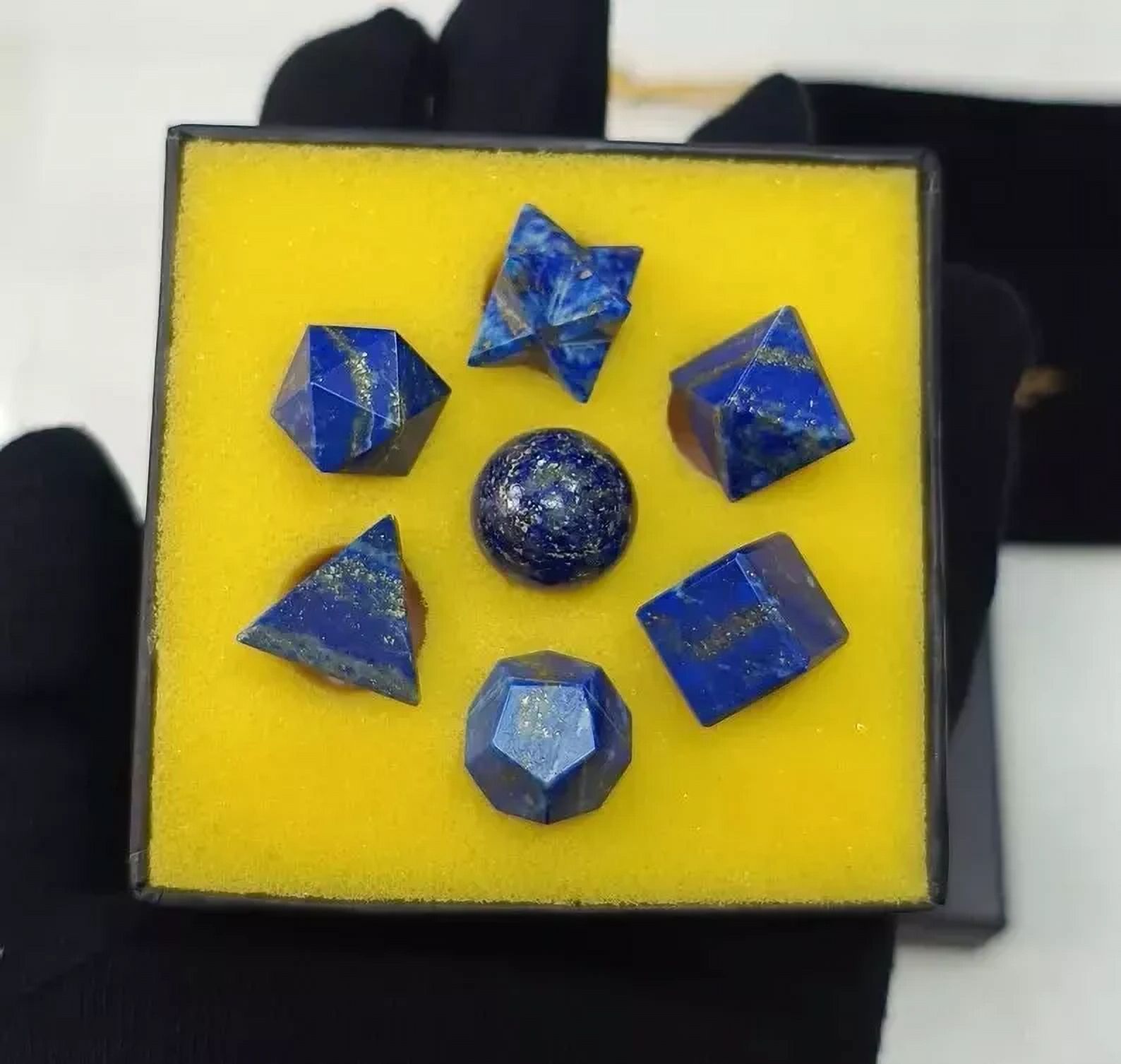 AAA Quality Lapis Lazuli Platonic Solids Set (7 Pieces) with Premium ...