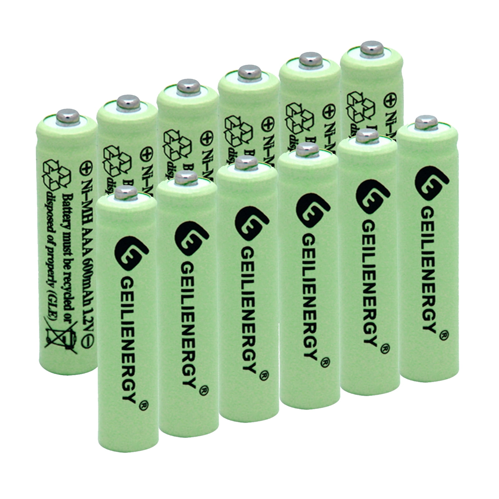 AAA Rechargeable Batteries (12 Pack) 600mAh Pre-Charged 1.2V Long ...