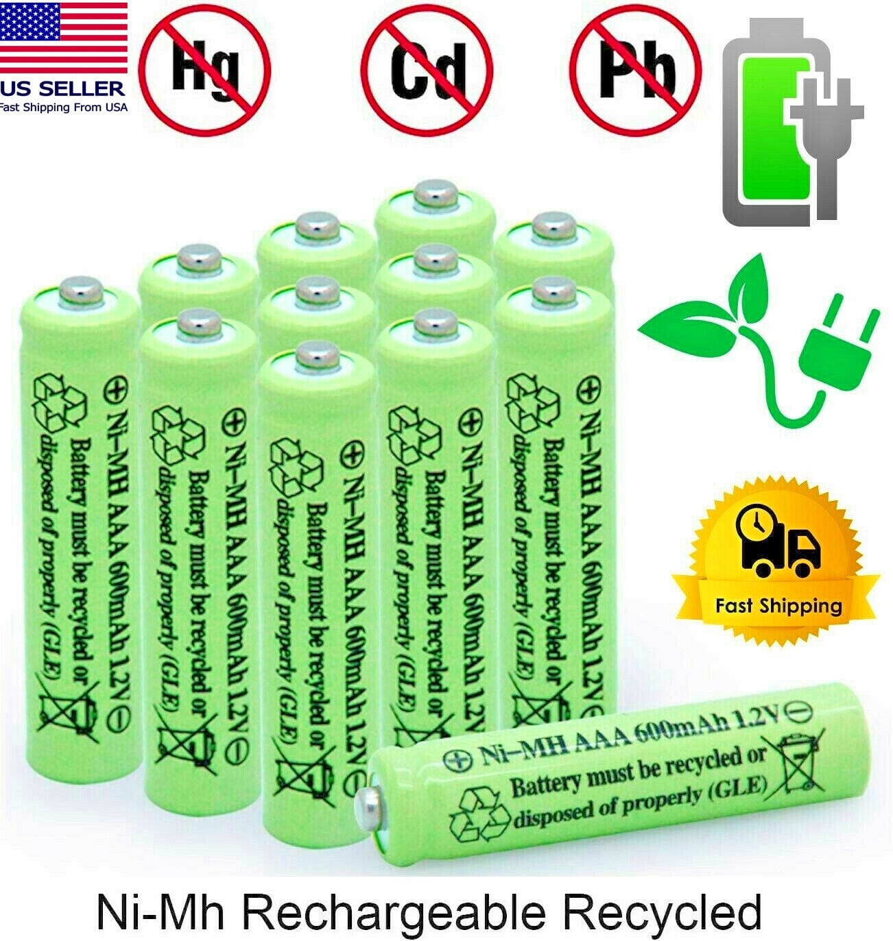 AAA Rechargeable NiMH Battery 600mAh 1.2v Rechargeable AAA Batteries ...