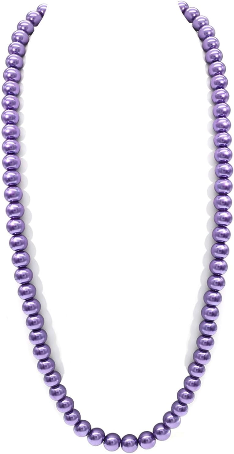 AAA+ Simulated Shell Pearl Strand Necklace Colorful 10mm Pearls Choker ...