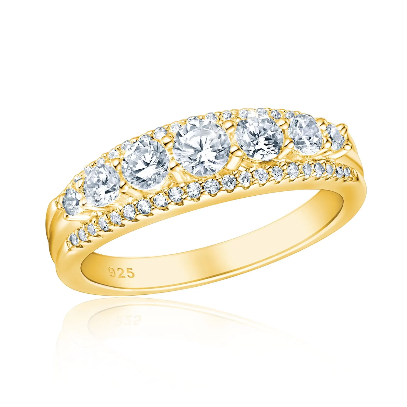 AAAAA CZ Wedding Ring: Solid 925 Sterling Silver Rose/Yellow Gold ...