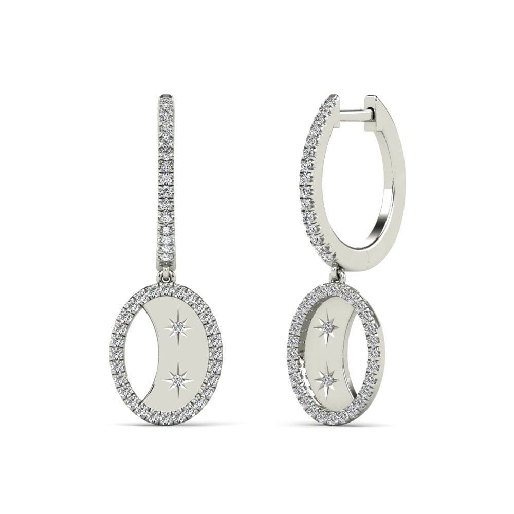 AAAMARK 14K White Gold 1/3ct. TDW Diamond Crescent Moon in Oval Shape ...