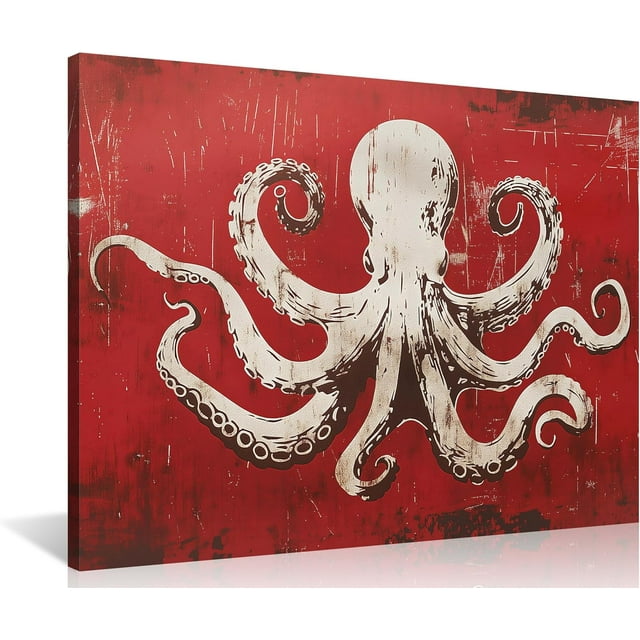 AABERIC 1 Pcs Ocean Octopus Canvas Wall Art Prints Painting Pictures ...