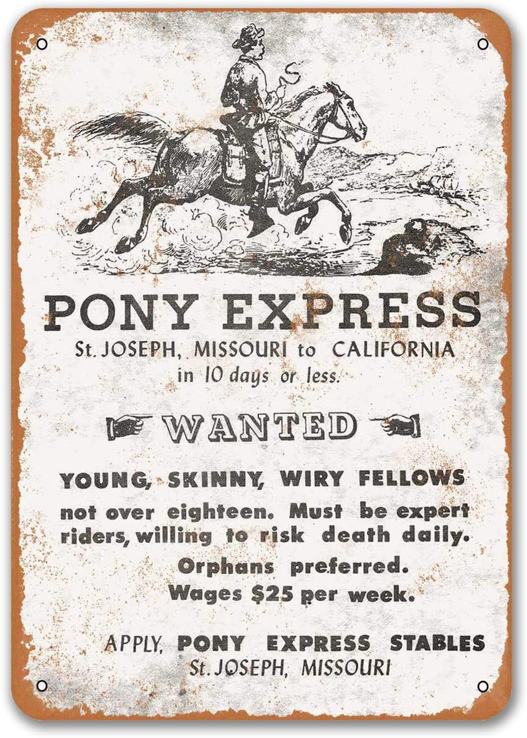 AABERIC 1861 Pony Express Vintage Look Reproduction Signs Metal Wall ...