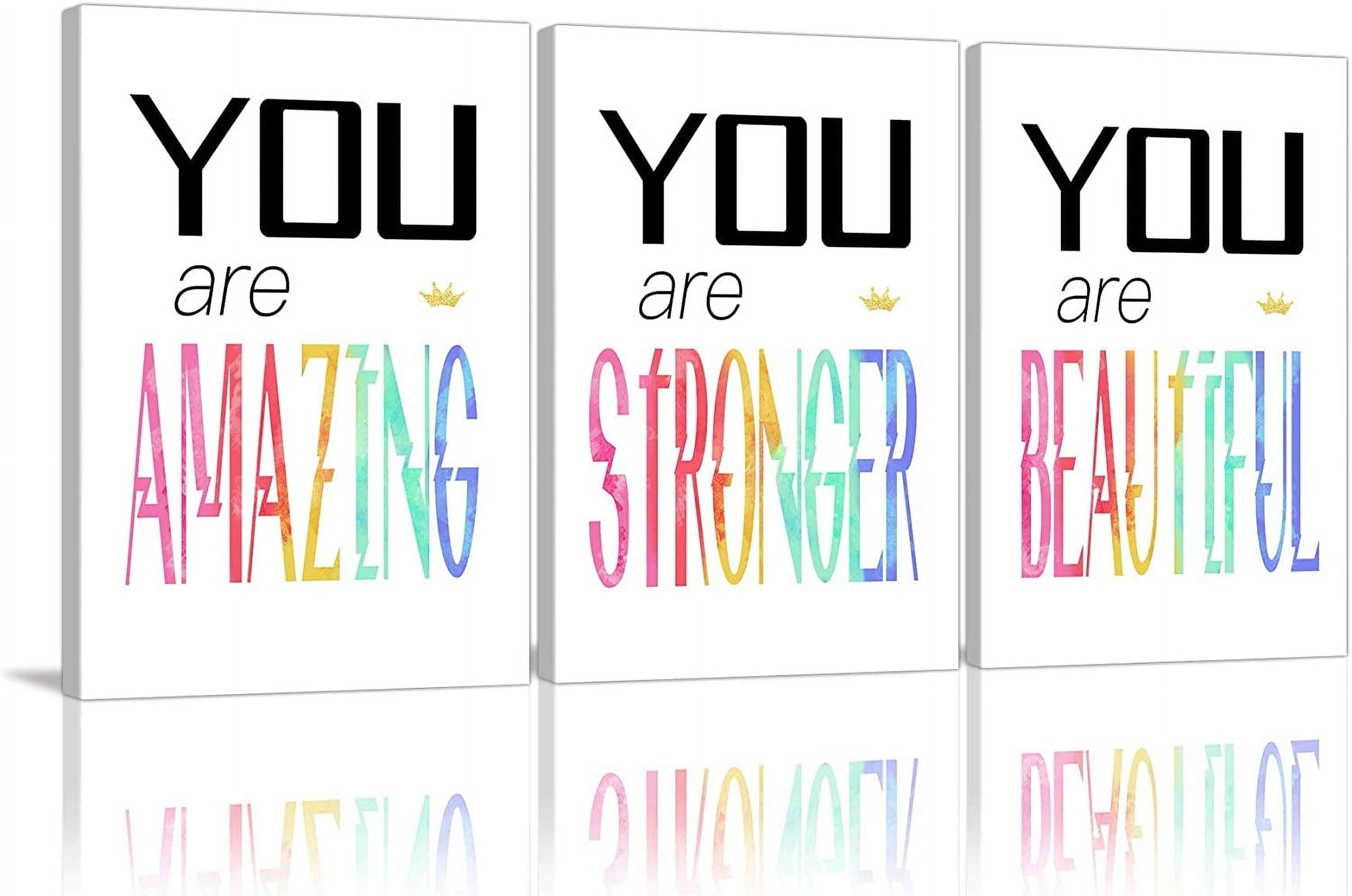 AABERIC 3 Panels Colorful Word Wall Art Girls Bedroom Decor Teenage ...