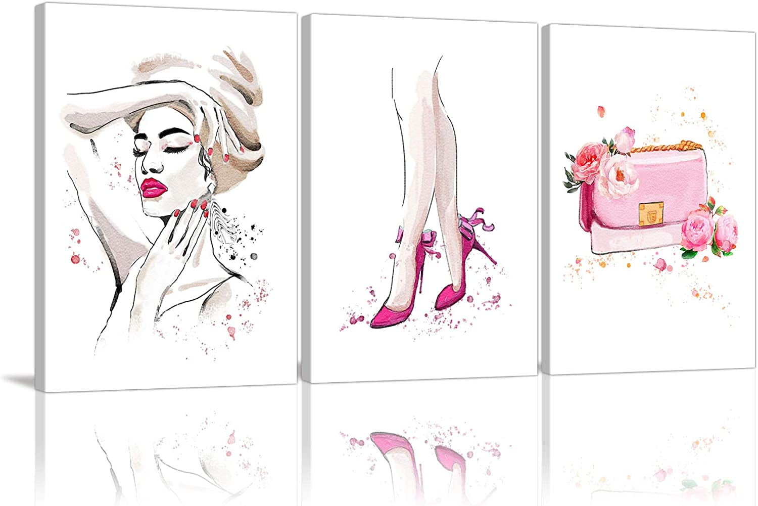 AABERIC 3 Panels Fashion Woman Canvas Wall Art Beautiful Slender Legs ...