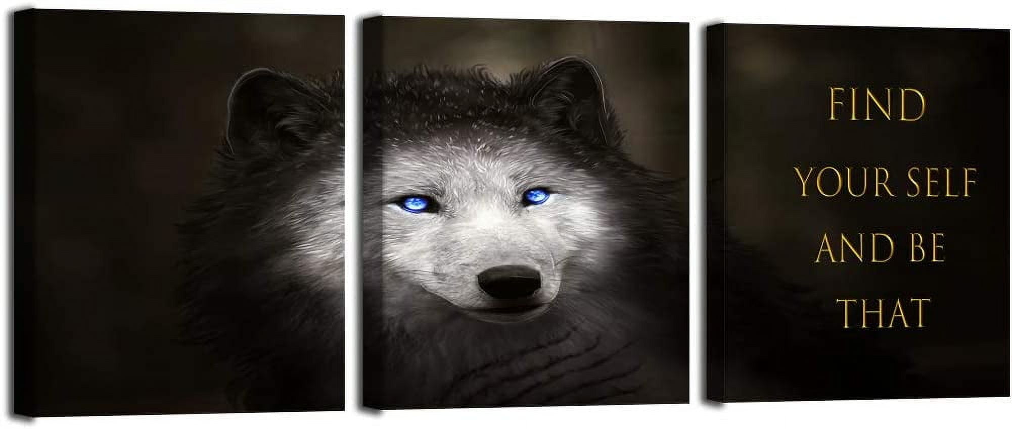 AABERIC 3 Panels Wolf Picture Motivational Wall Art Inspirational ...