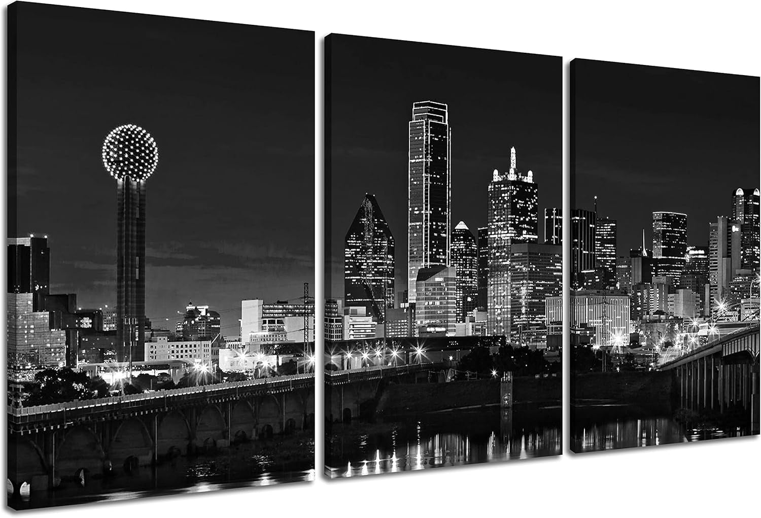 AABERIC 3 Pcs Black Wall Decor Dallas Skyline Dallas Wall Art Black ...