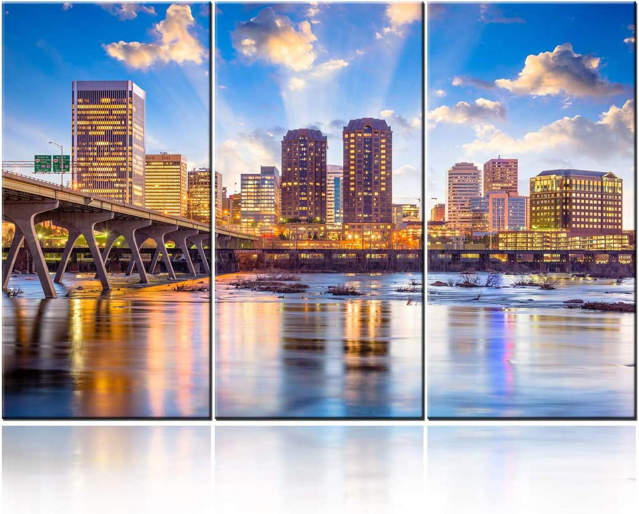 AABERIC 3 Piece Cityscapes Canvas Wall Art Richmond, Virginia, USA ...