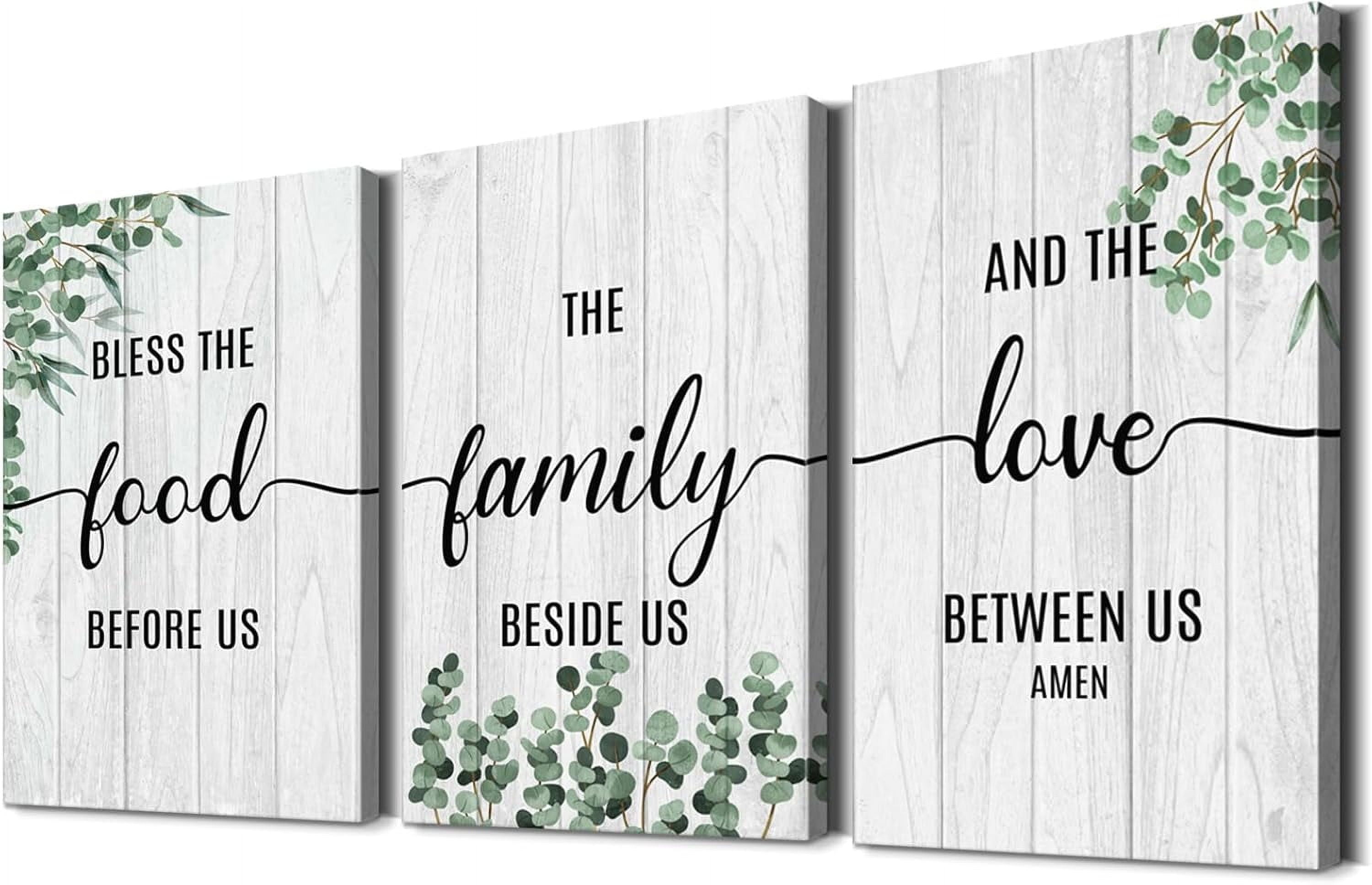 AABERIC 3 Piece Family Wall Art Bless the Food Before us Wall Decor ...
