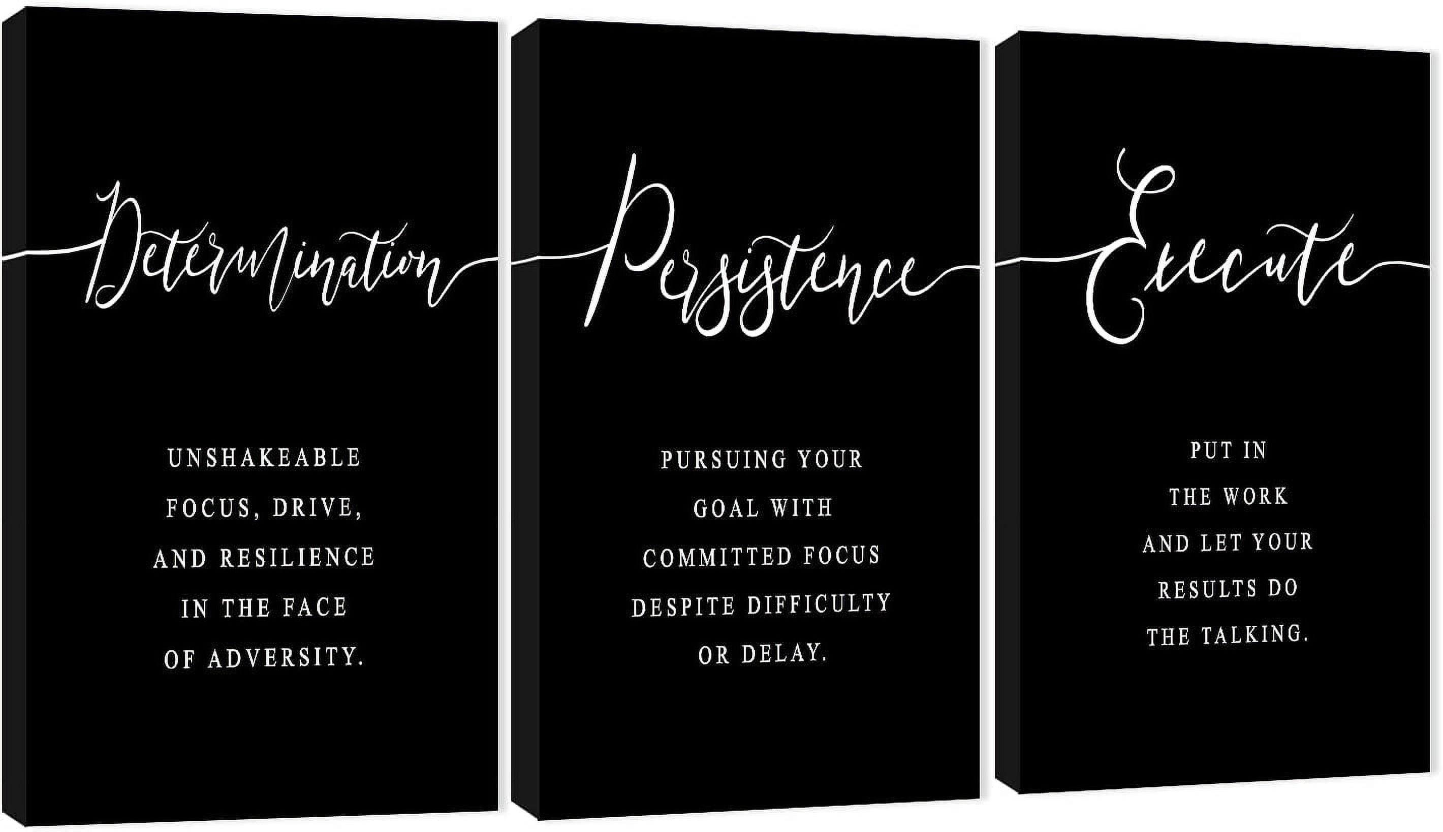 AABERIC 3 Piece Inspirational Wall Art, Black Background Sayings Print Pictures, Quote ...