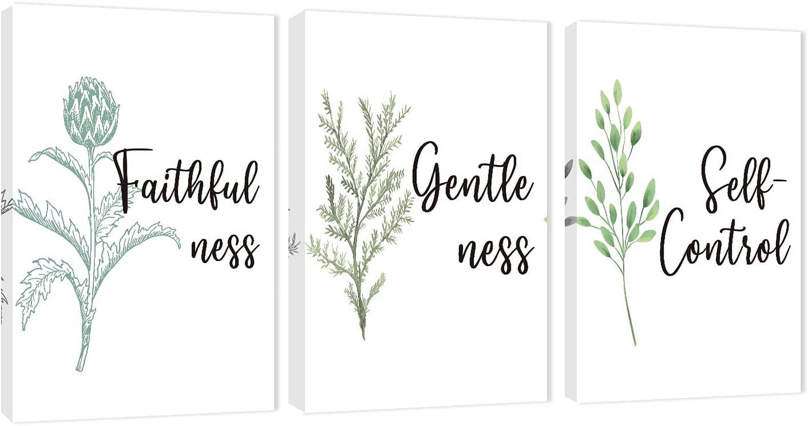 AABERIC 3 Piece Inspirational Wall Art, White Plant Background Picture ...