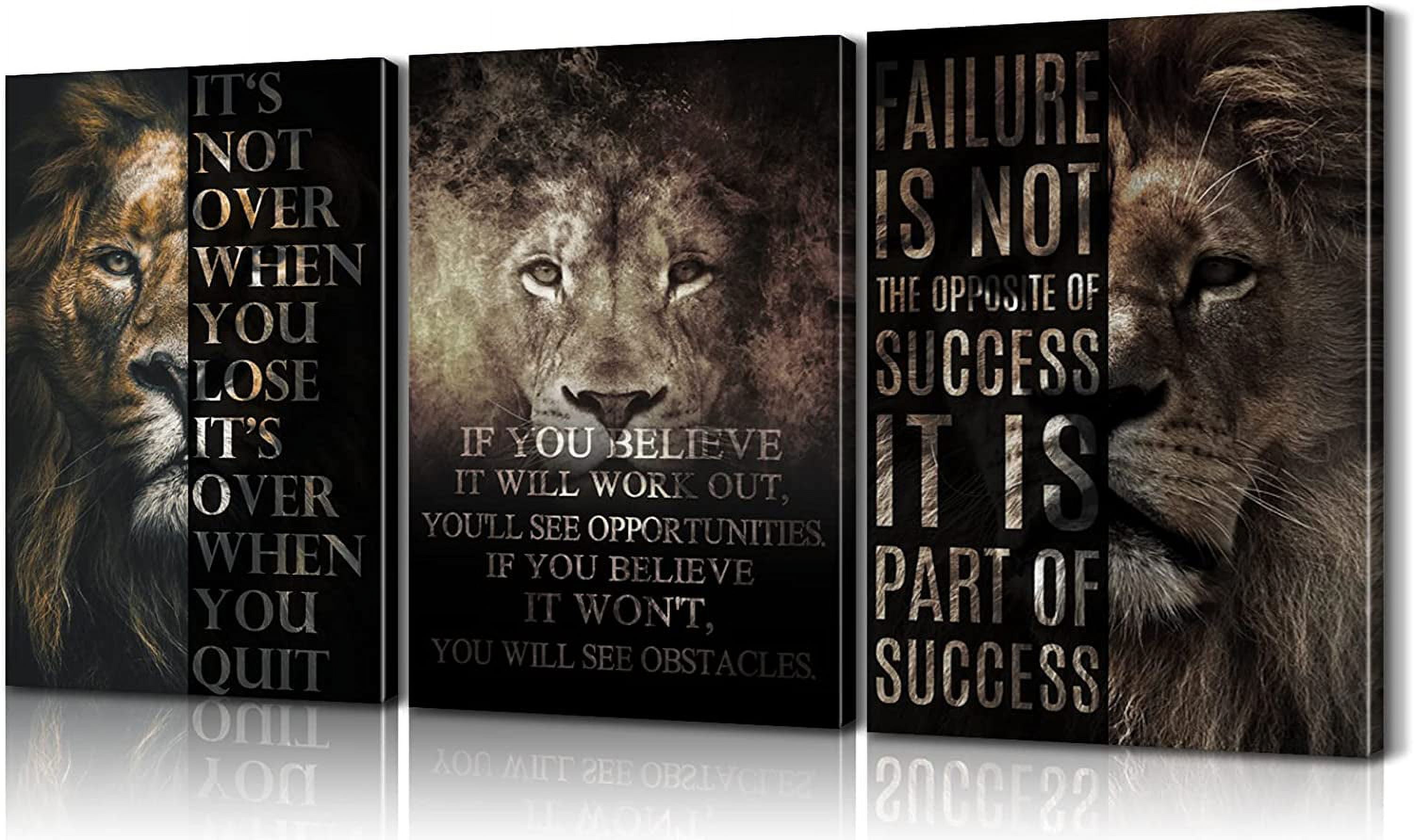 AABERIC 3 Piece Motivational Posters Lion Pictures Wall Decor Positive ...