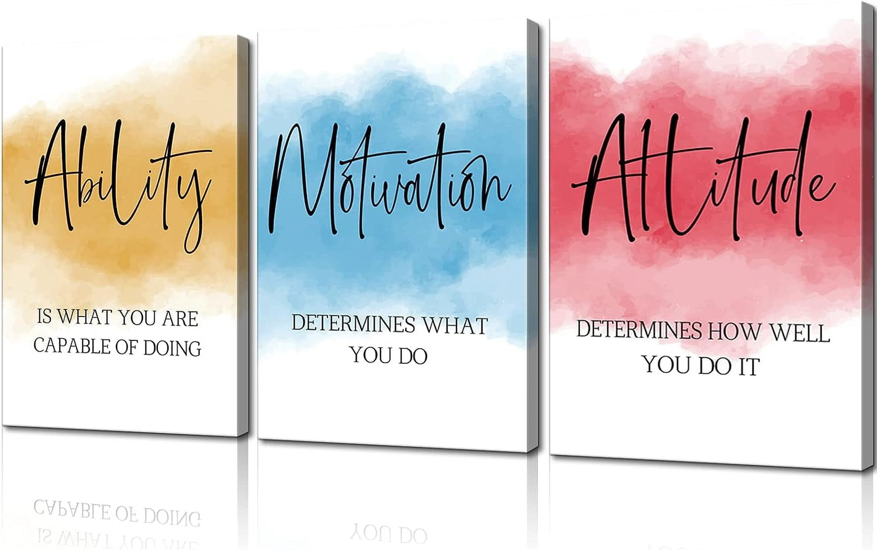 AABERIC 3 Pieces Ability Motivation Attitude Inspirational Wall Art ...