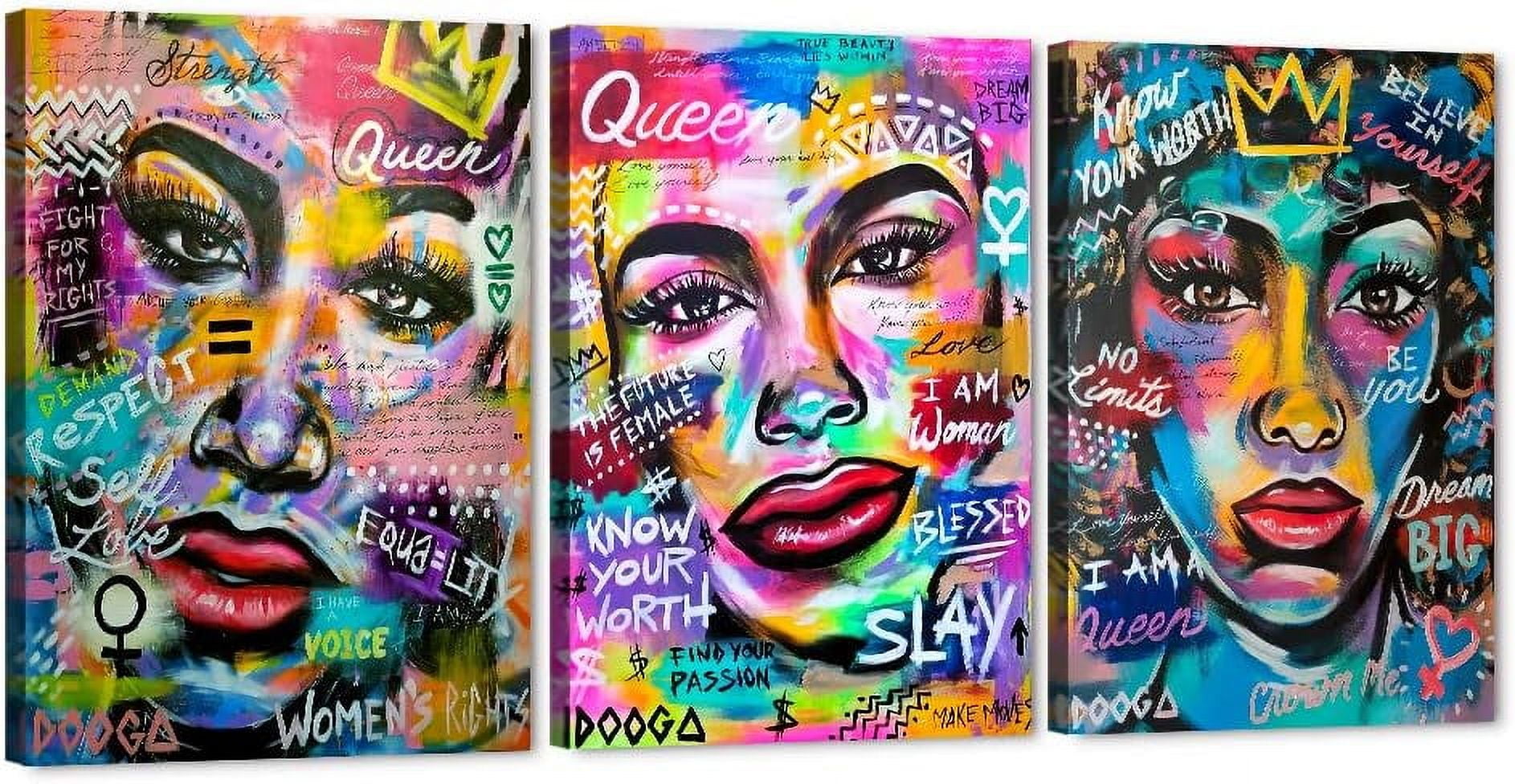 AABERIC 3 Pieces African American Canvas Art Print, Black Love King and Queen Wall Art Sexy ...