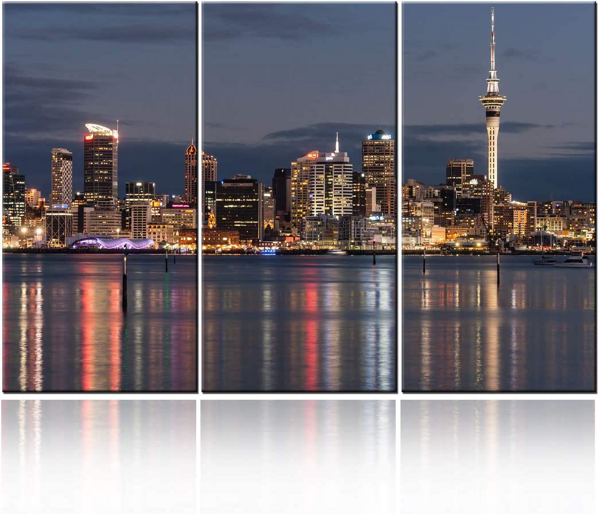 AABERIC 3 Pieces Canvas Wall Art City Auckland Skyline at Sunset Wall ...