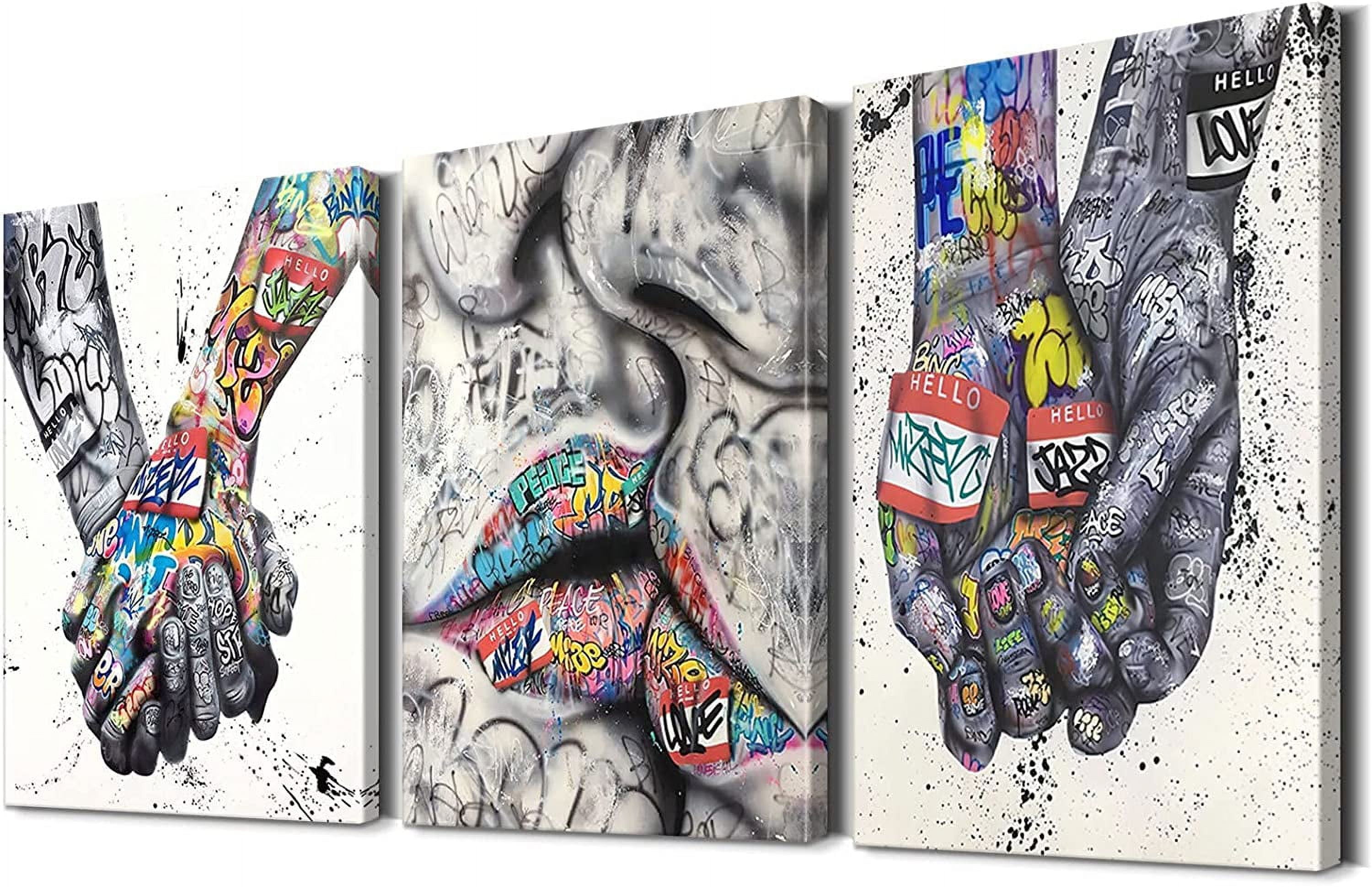 AABERIC 3 Pieces Graffiti Wall Art Graffiti Art Street Art Colorful ...