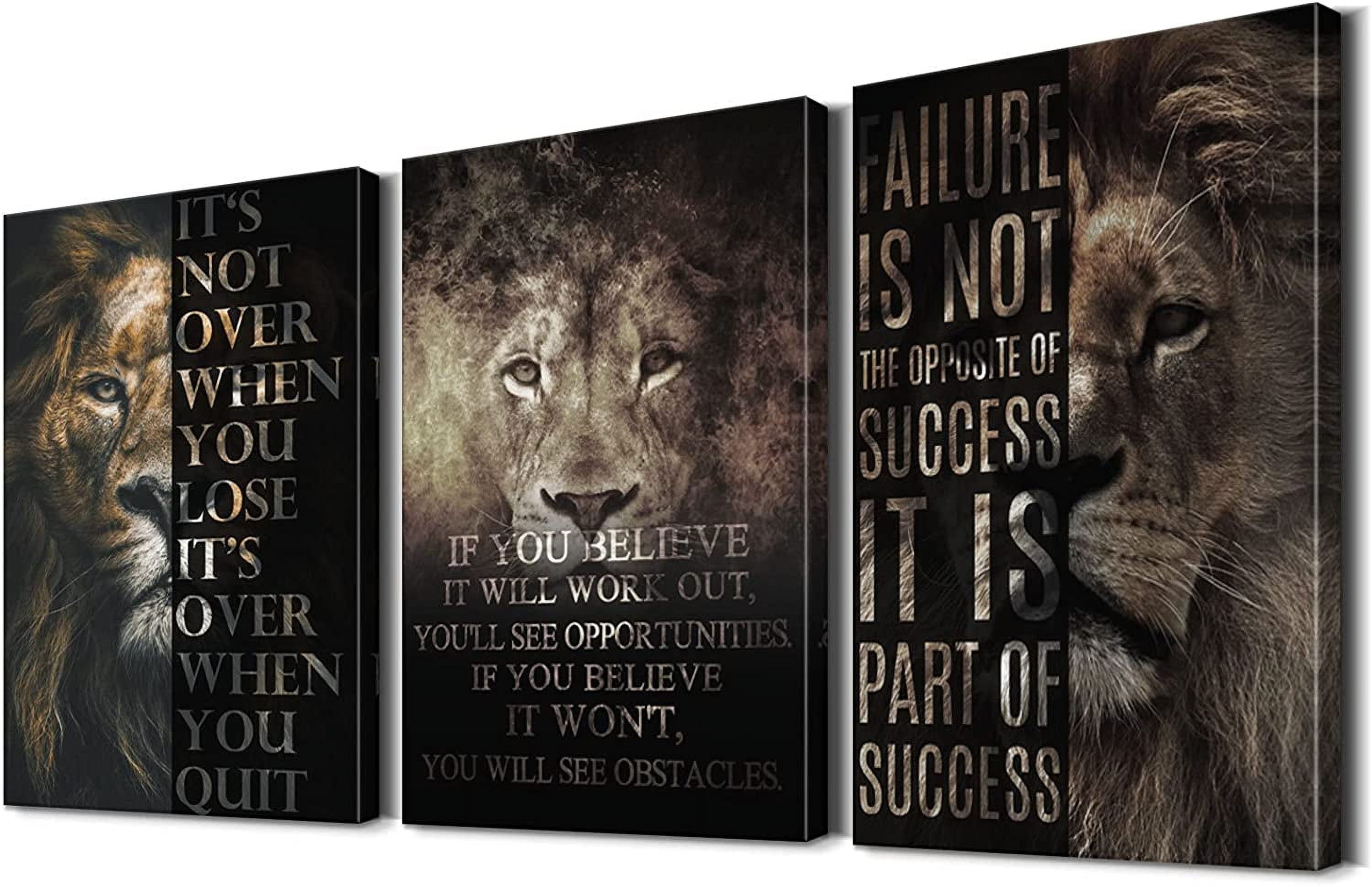AABERIC 3 Pieces Motivational Wall Art Motivational Posters Lion ...