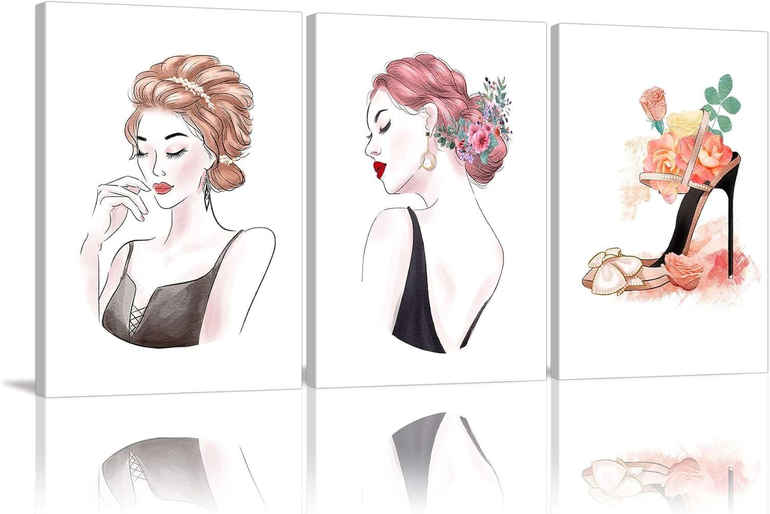 AABERIC 3 Pieces of Fashion Women Art Print Sexy Pretty Woman High ...