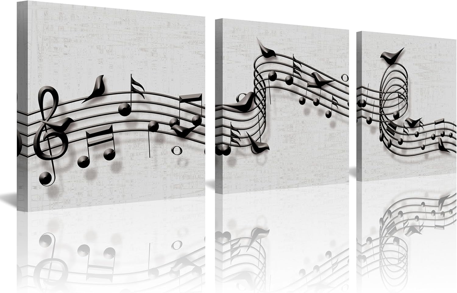 AABERIC 3PCS Musical Notes Wall Art Black and White Music Score Framed ...