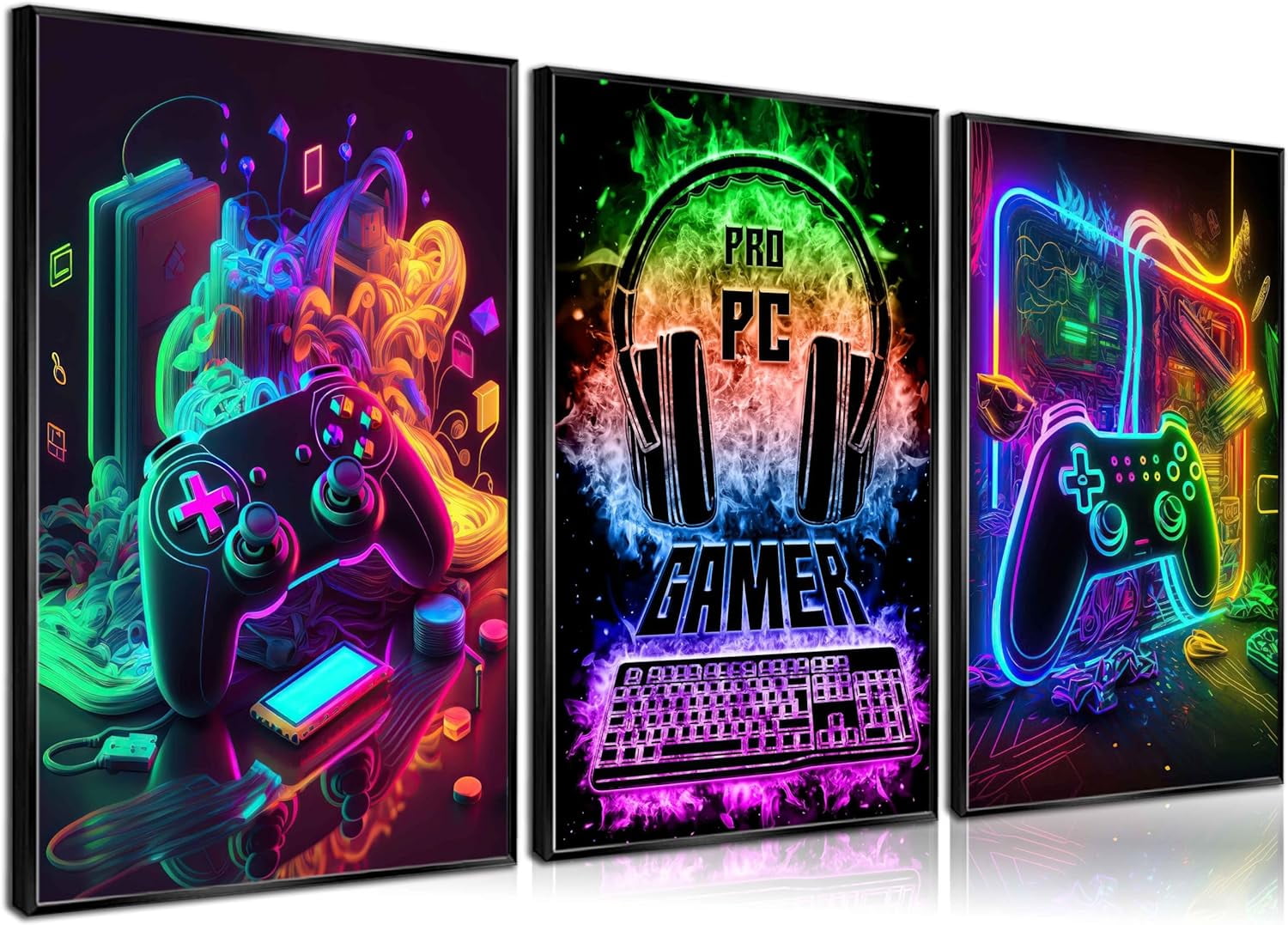 AABERIC 3Pcs Cool Gaming Wall Art Retro Video Gamer watercolor Posters ...