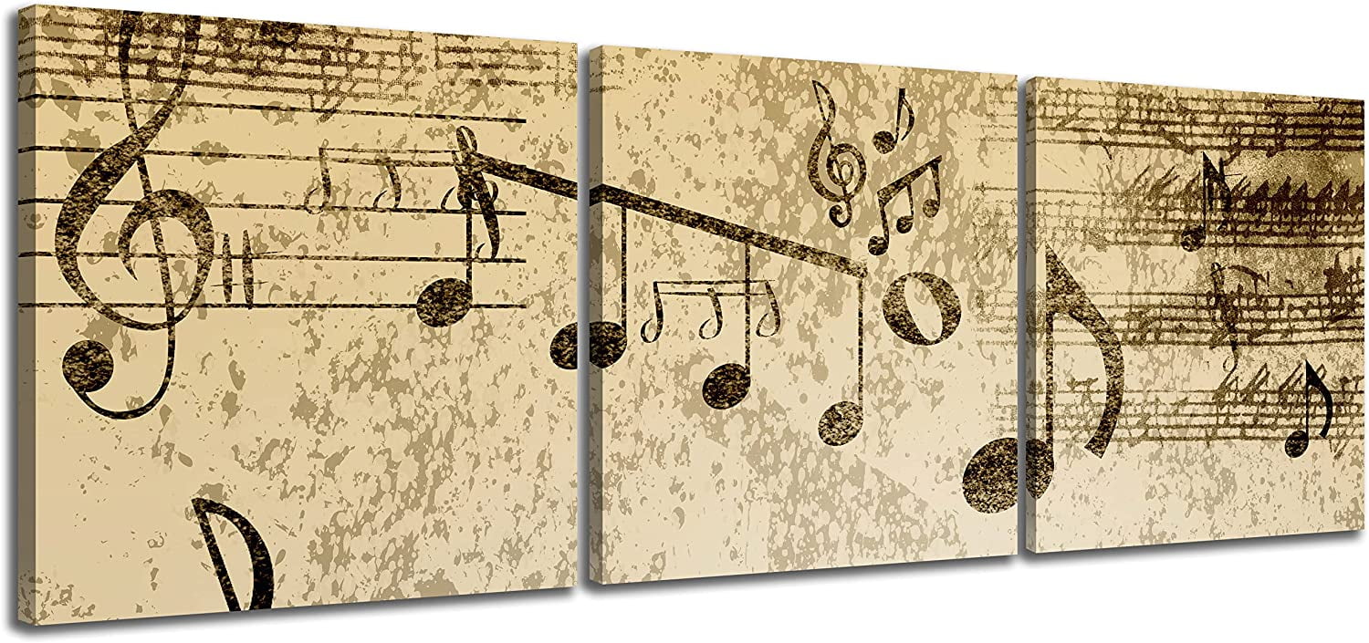 AABERIC 3pcs/Set Music Note Wall Art Painting Pictures Print On Canvas ...