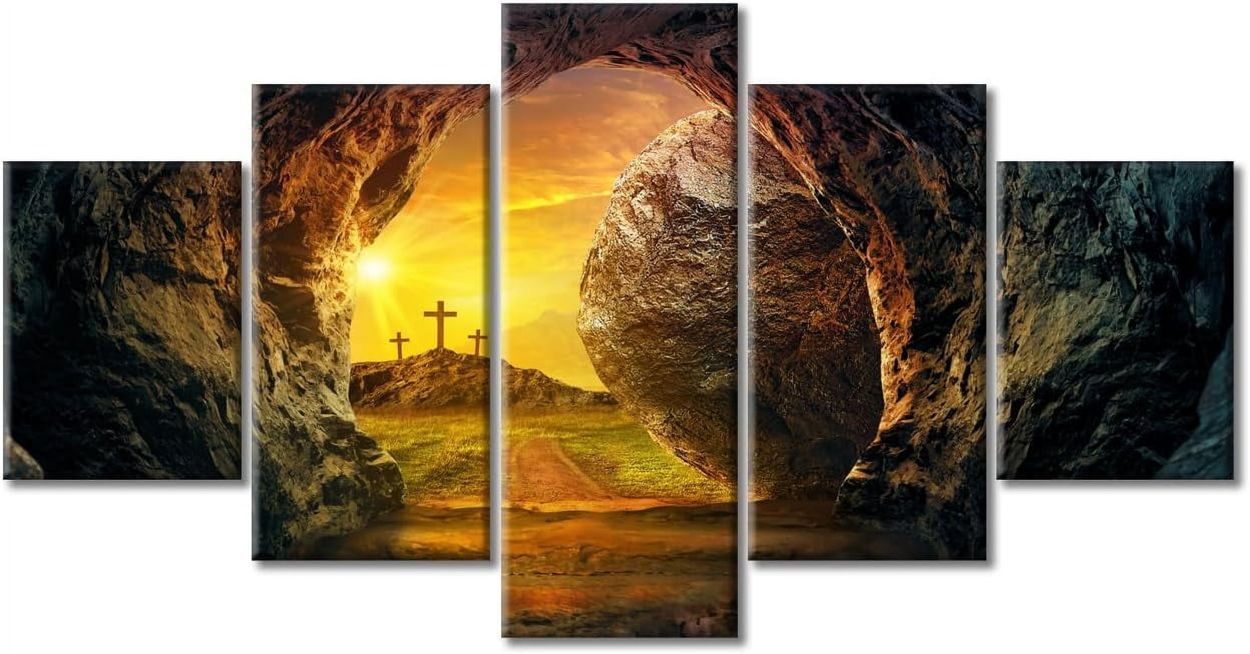 AABERIC 5 Panels Christian Modern Jesus Christ on The Cross Artwork ...