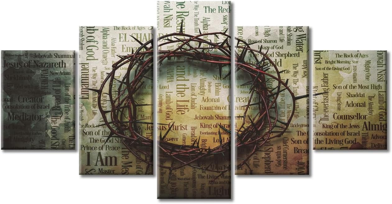 AABERIC 5 Piece Wreath of Thorns Pictures Poster Canvas Wall Art Jesus ...