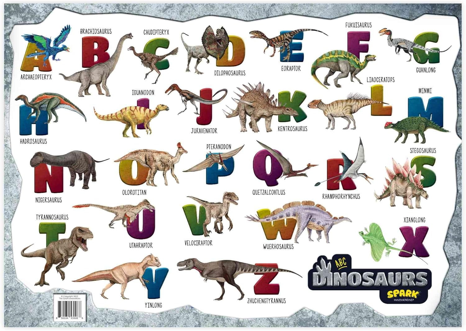 AABERIC ABC Dinosaur Educational Poster Kids Room Dinosaur Decor ...