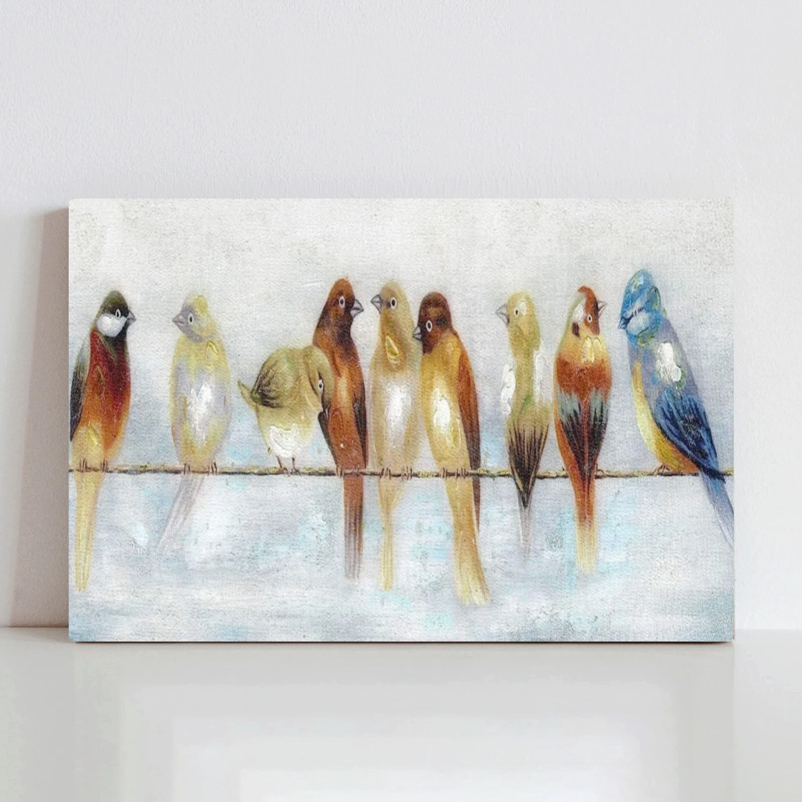 AABERIC Abstract Birds Canvas Wall Art: Colorful Birds on Wire Picture ...