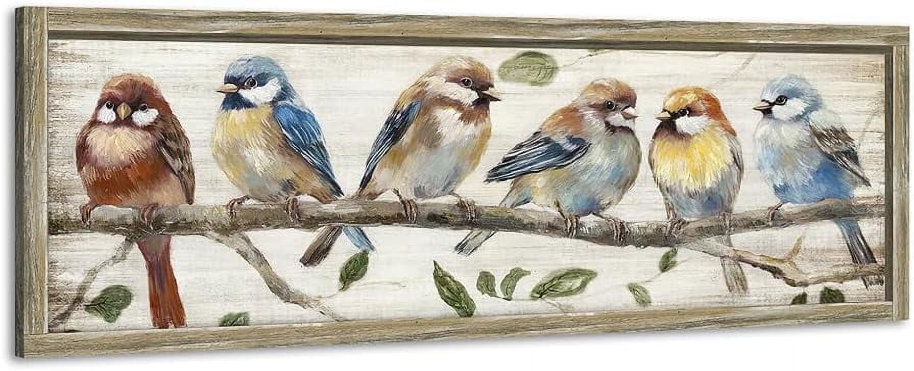 AABERIC Abstract Birds Canvas Wall Art: Colorful Birds on Wire Picture ...