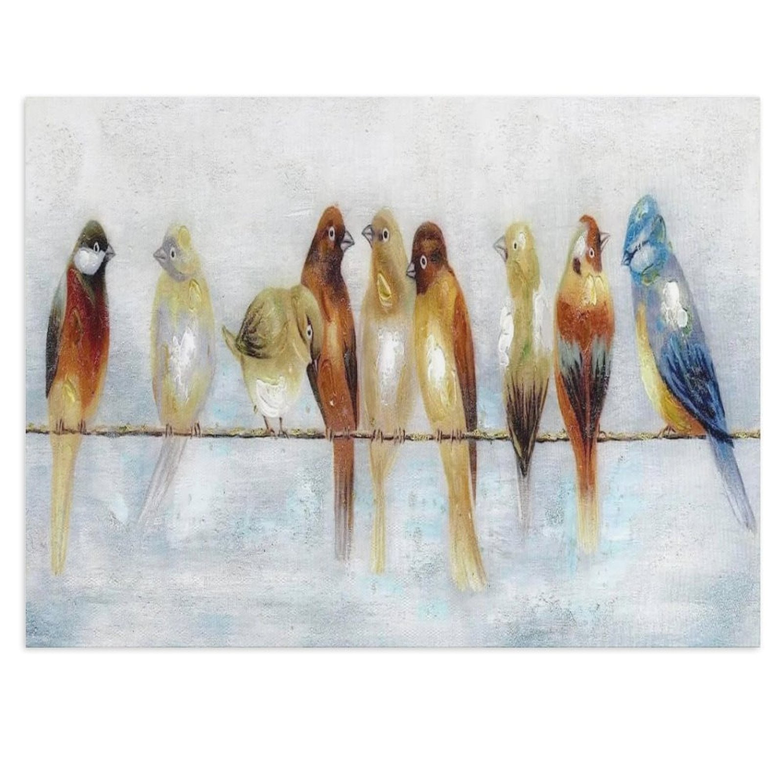 AABERIC Abstract Birds Canvas Wall Art: Colorful Birds on Wire Picture ...