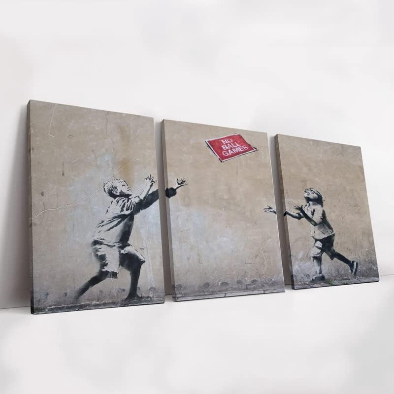 AABERIC Abstract Canvas Wall Art-Banksy Wall Art-Banksy No Ball Games ...