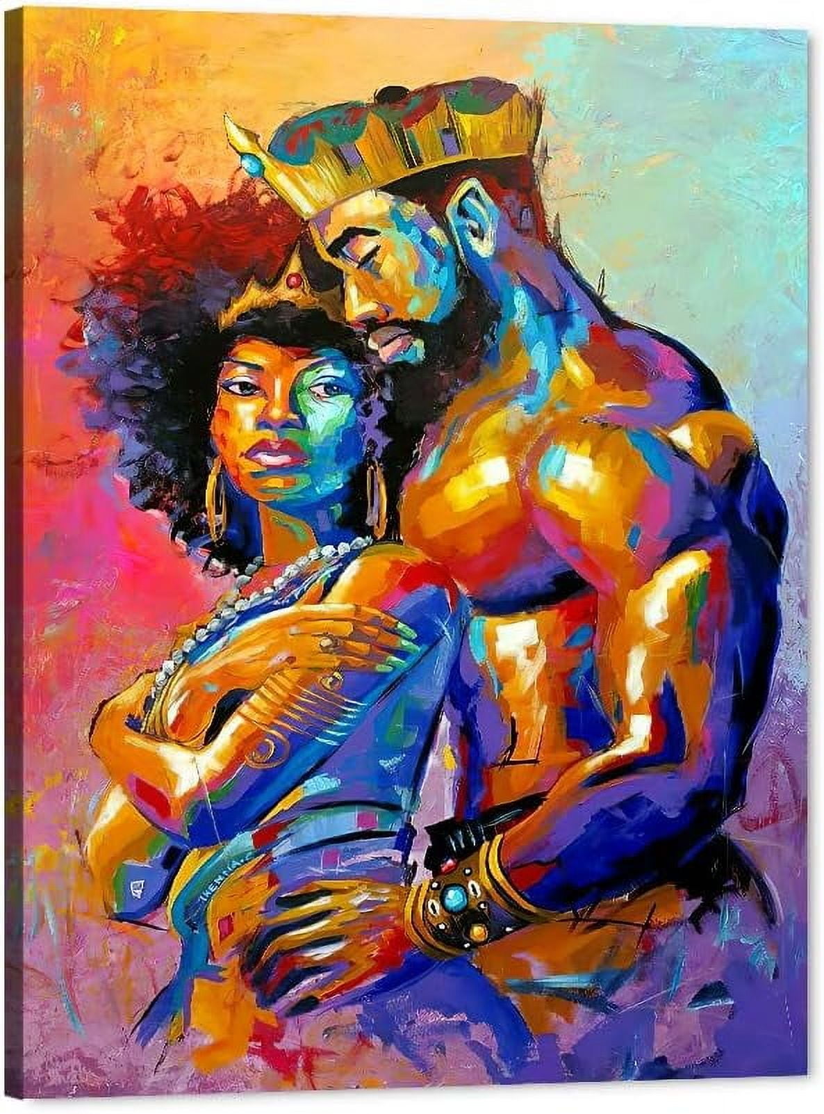 AABERIC African American Canvas Art Print, Black Love King and Queen Wall Art Sexy Lover ...