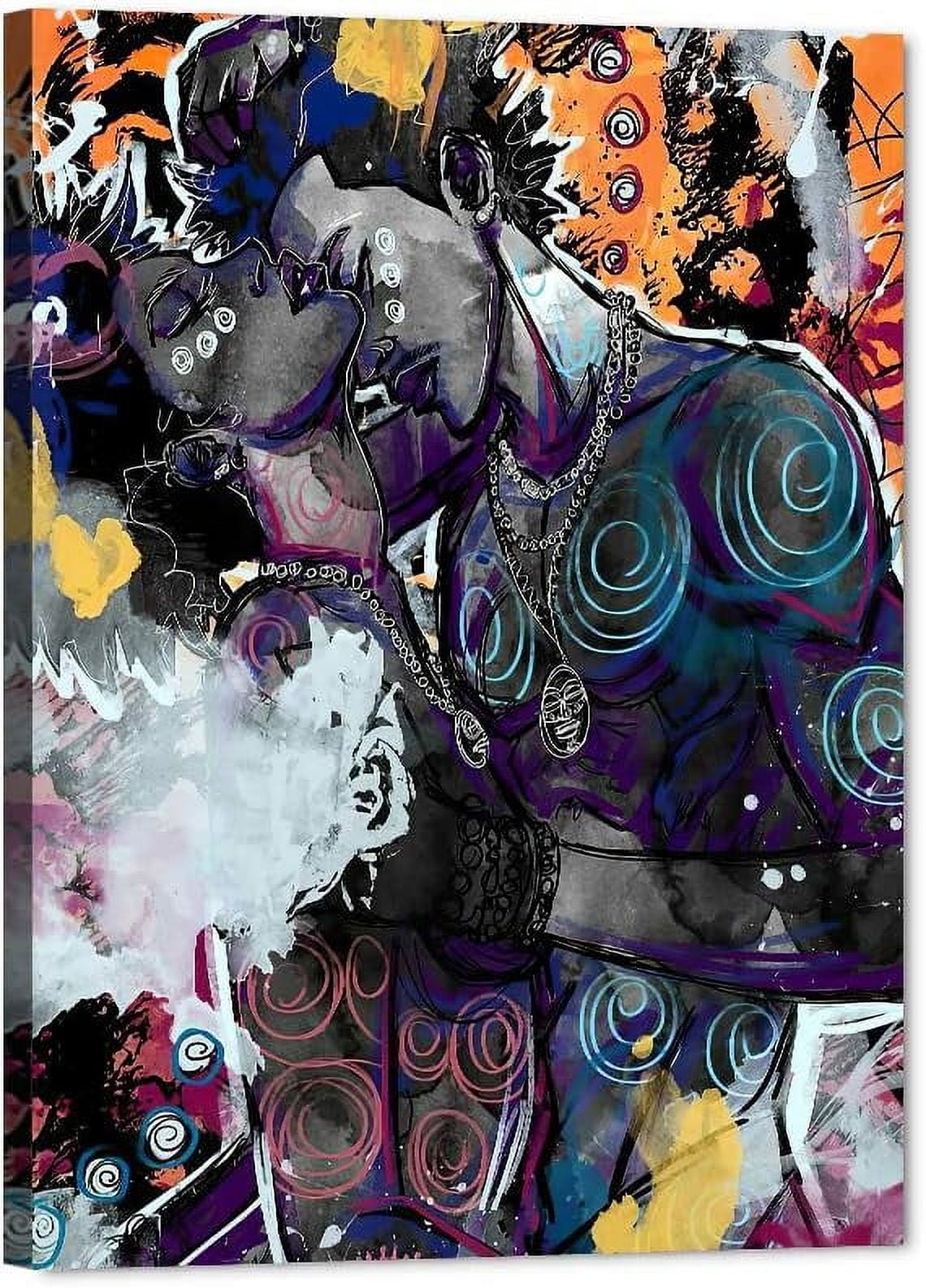 AABERIC African American Canvas Art Print, Black Love King and Queen Wall Art Sexy Lover ...
