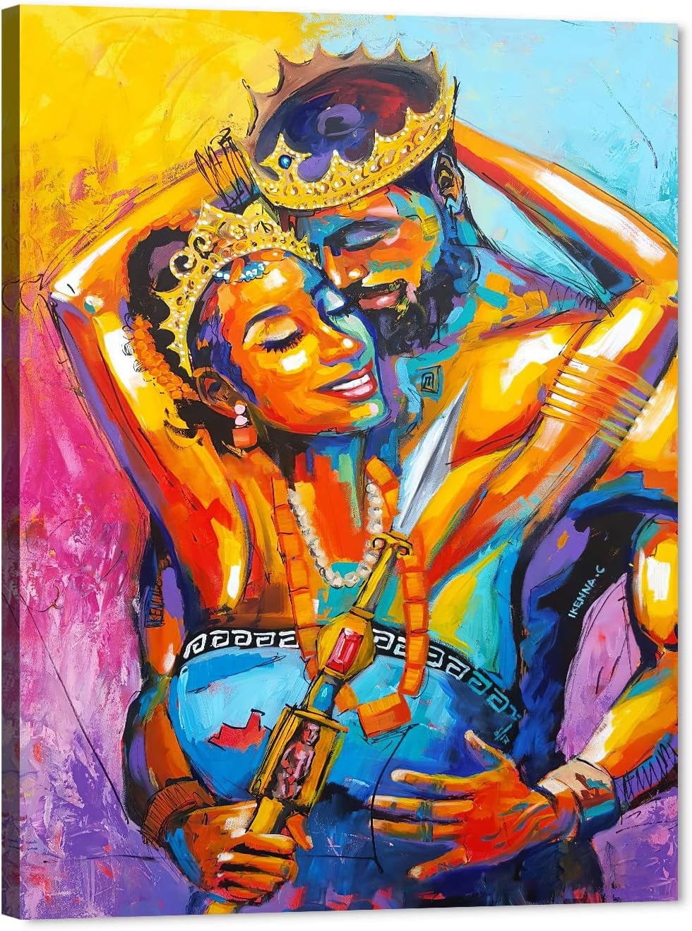 AABERIC African American Canvas Art Print, Black Love King and Queen Wall Art Sexy Lover ...
