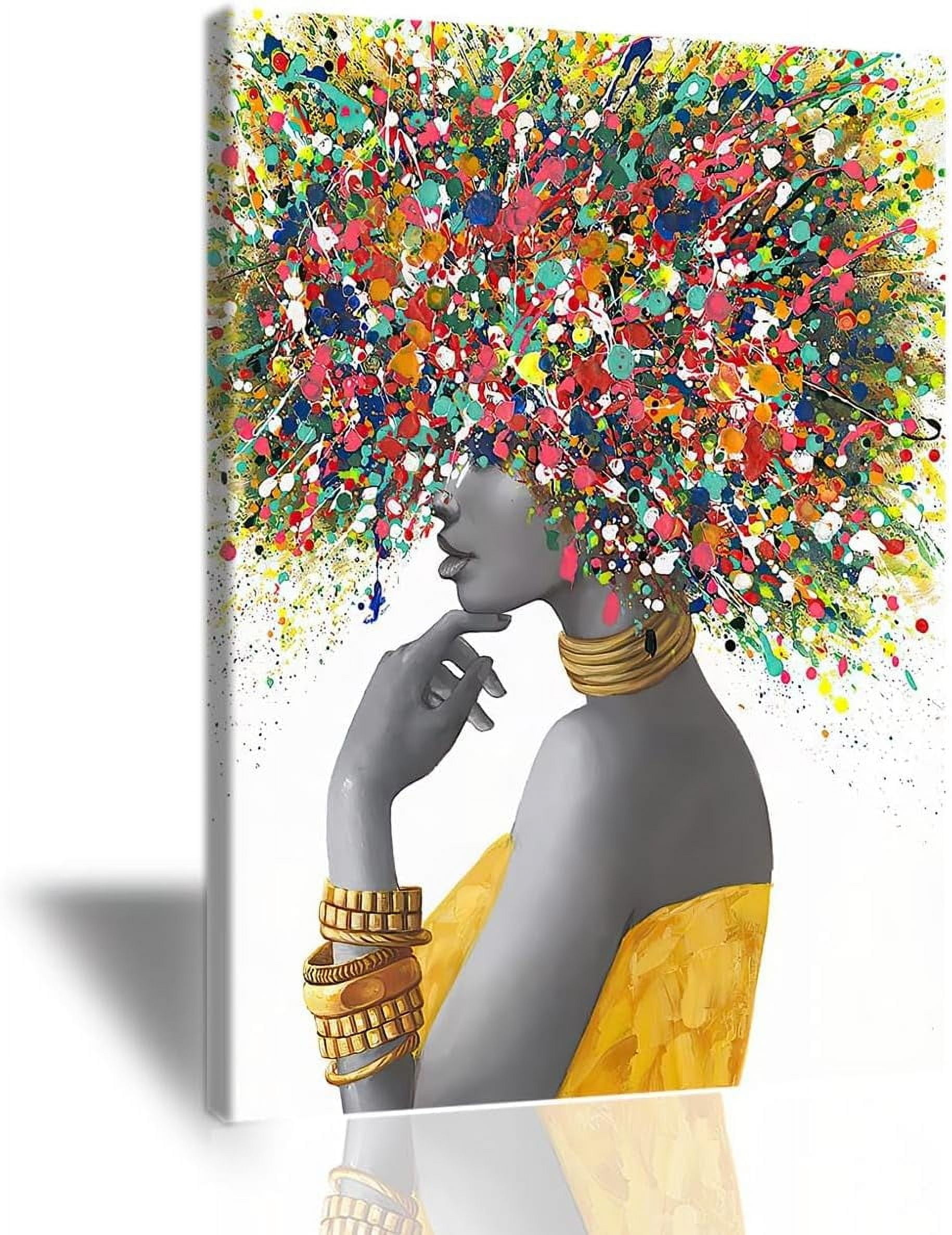 AABERIC African American Wall Art Fashion Black Women Wall Art Color Black Graffiti Wall Art ...