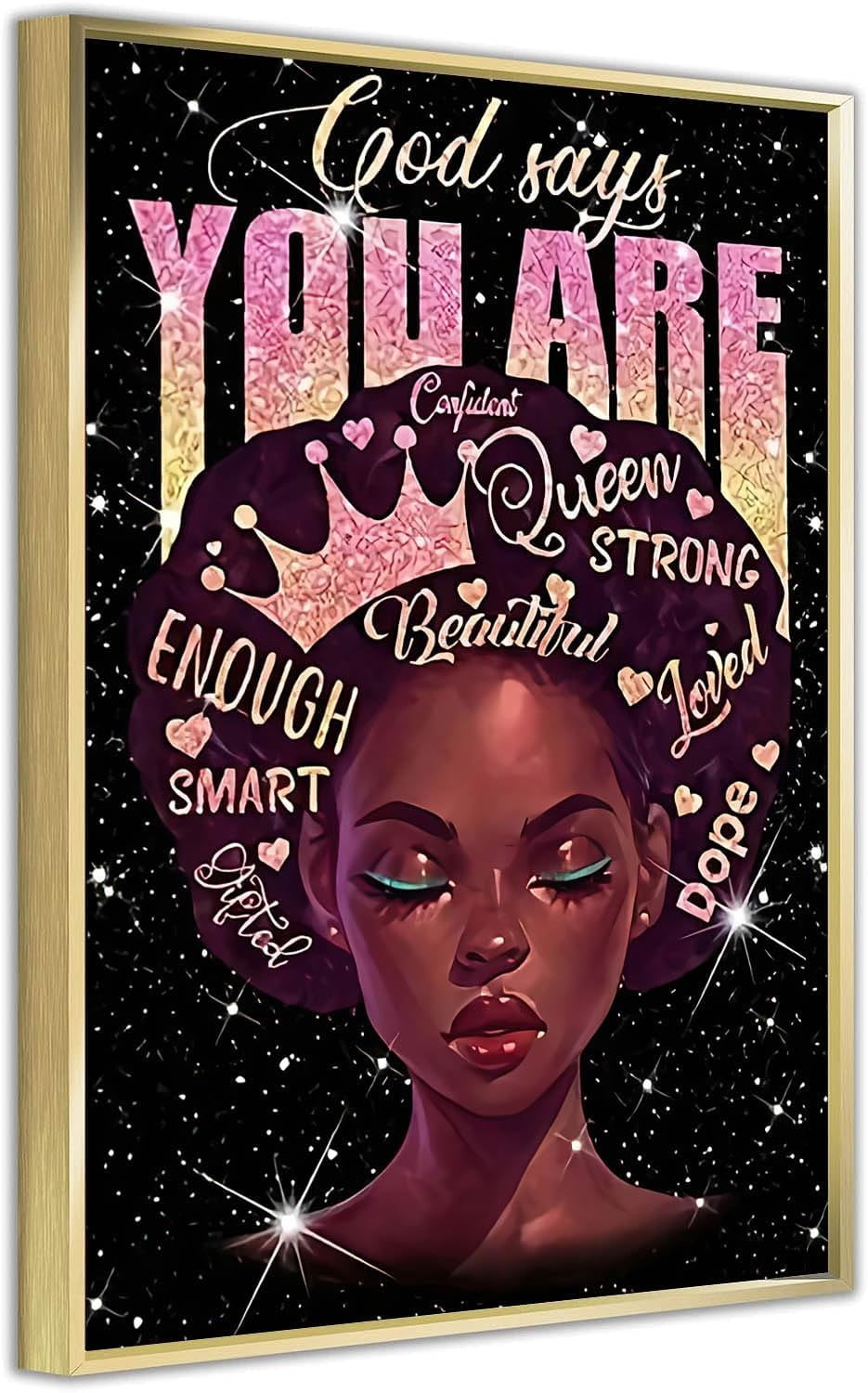 AABERIC African American Wall Art Fashion Black Women Wall Art Color Black Graffiti Wall Art ...