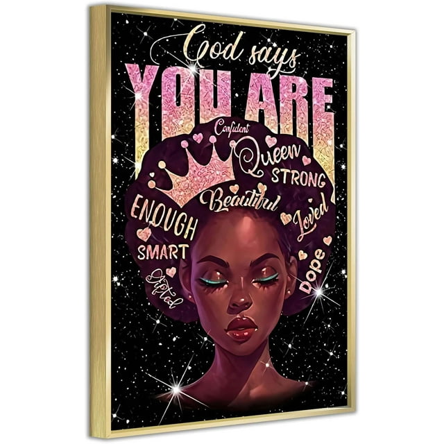 AABERIC African American Wall Art Fashion Black Women Wall Art Color Black Graffiti Wall Art ...