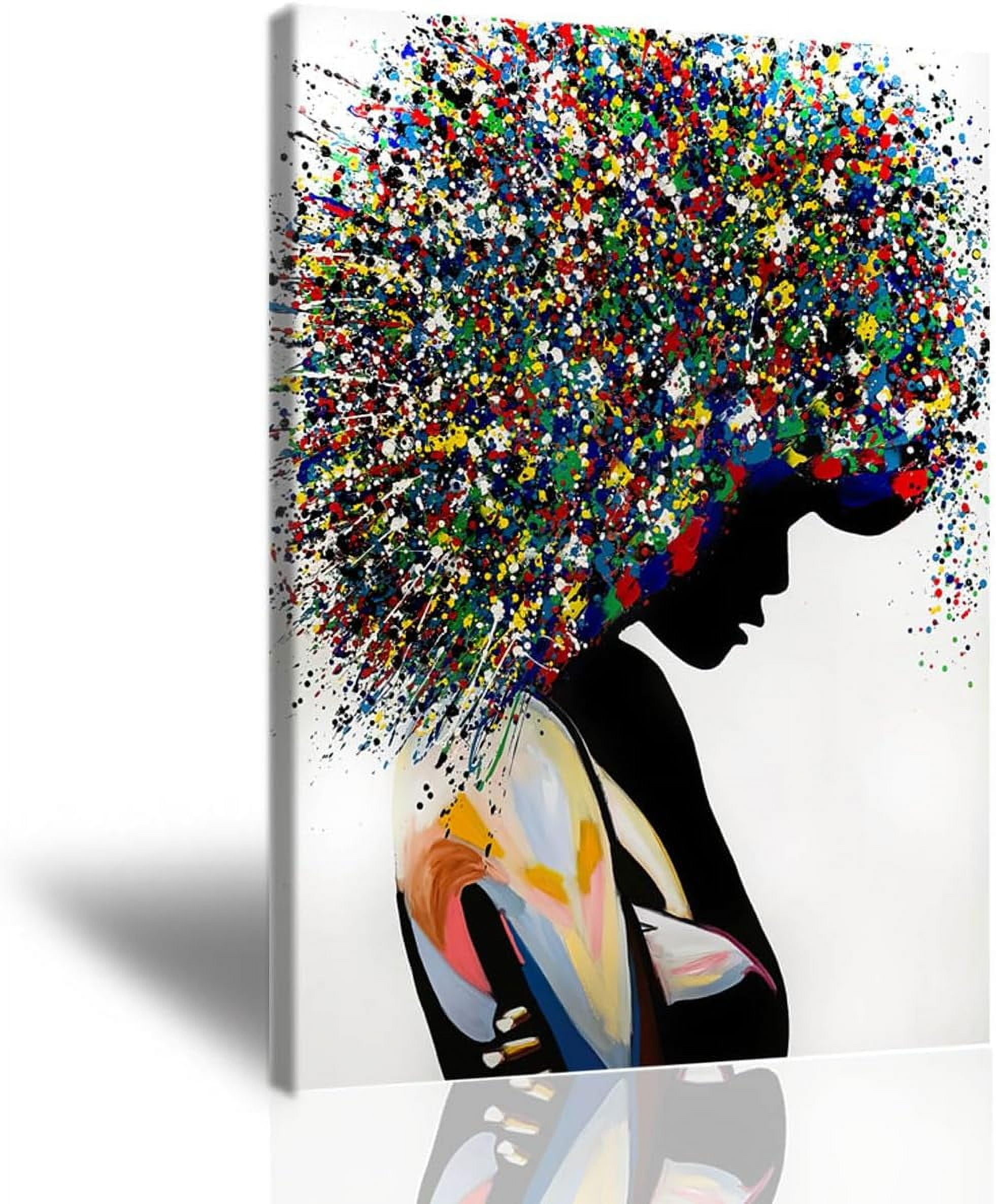 AABERIC African American Wall Art Fashion Black Women Wall Art Color Black Graffiti Wall Art ...