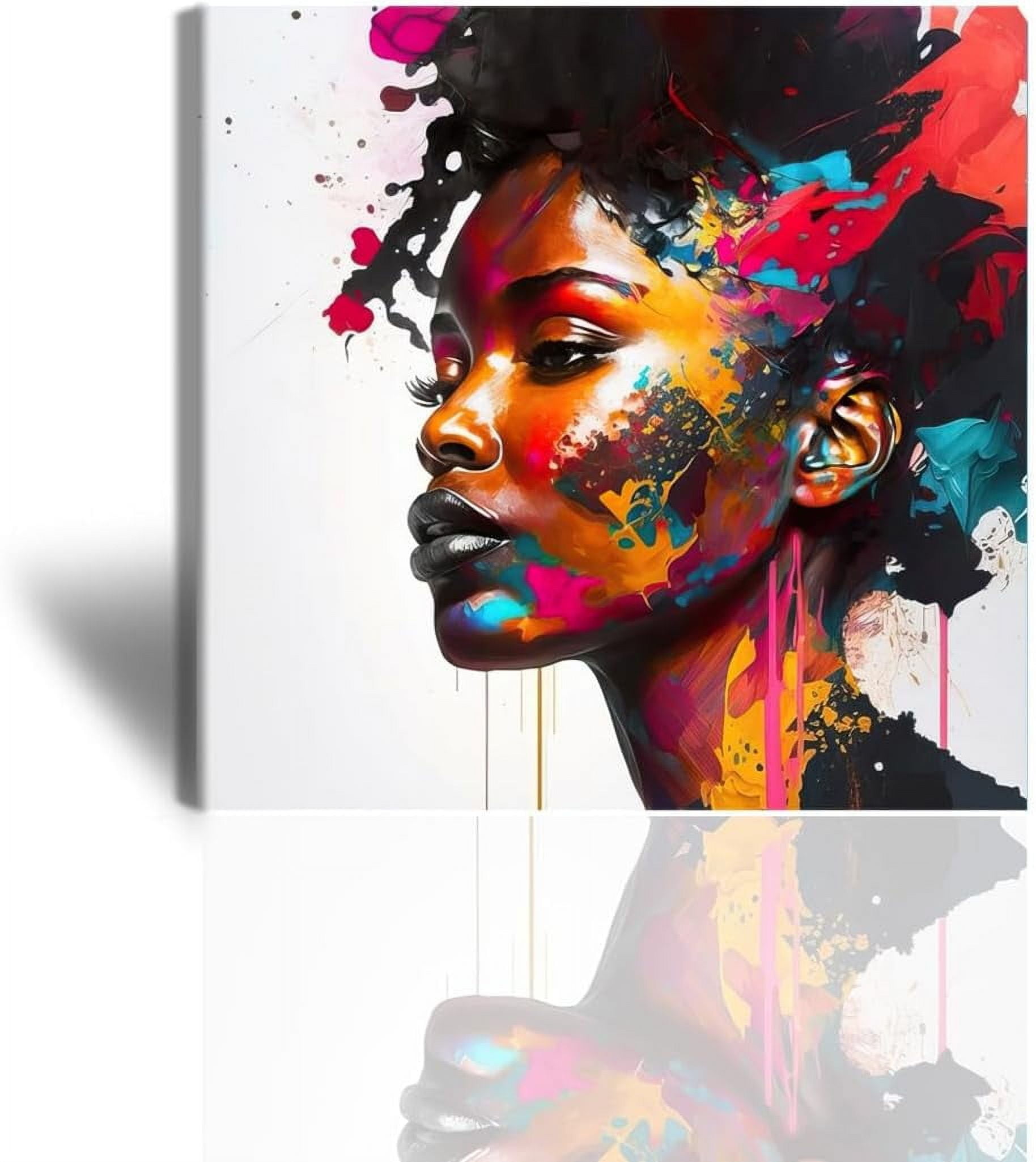 AABERIC African American Wall Art Fashion Black Women Wall Art Color Black Graffiti Wall Art ...