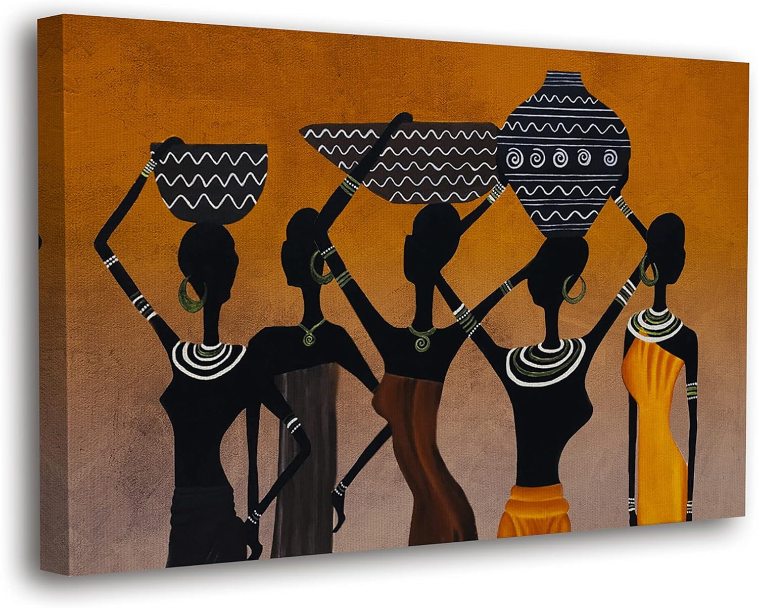AABERIC African Art Wall Decor Canvas Black and Gold Bed African ...