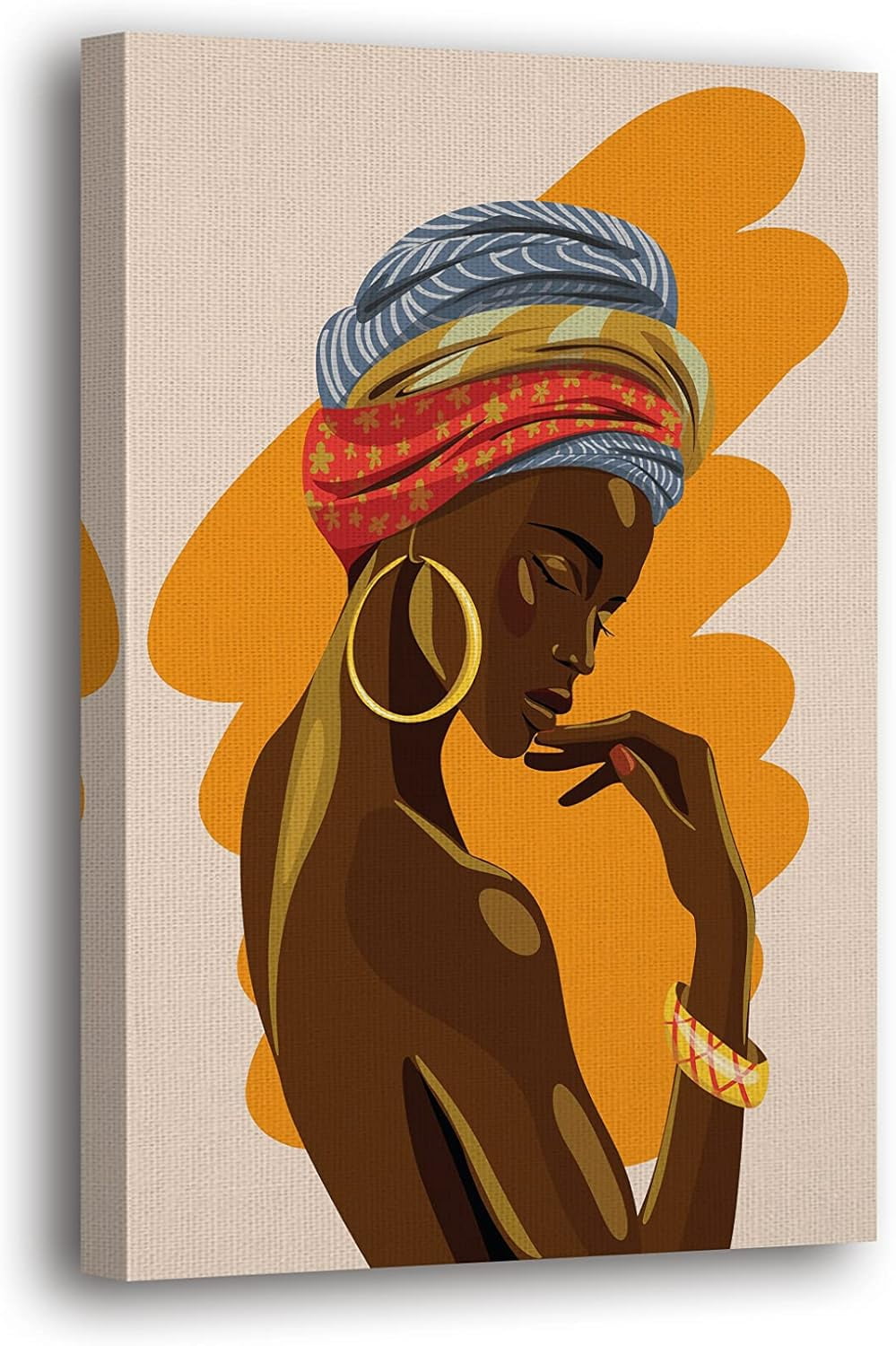 AABERIC African Art Wall Decor Canvas Black and Gold Bed African American Black Women Wall Art ...
