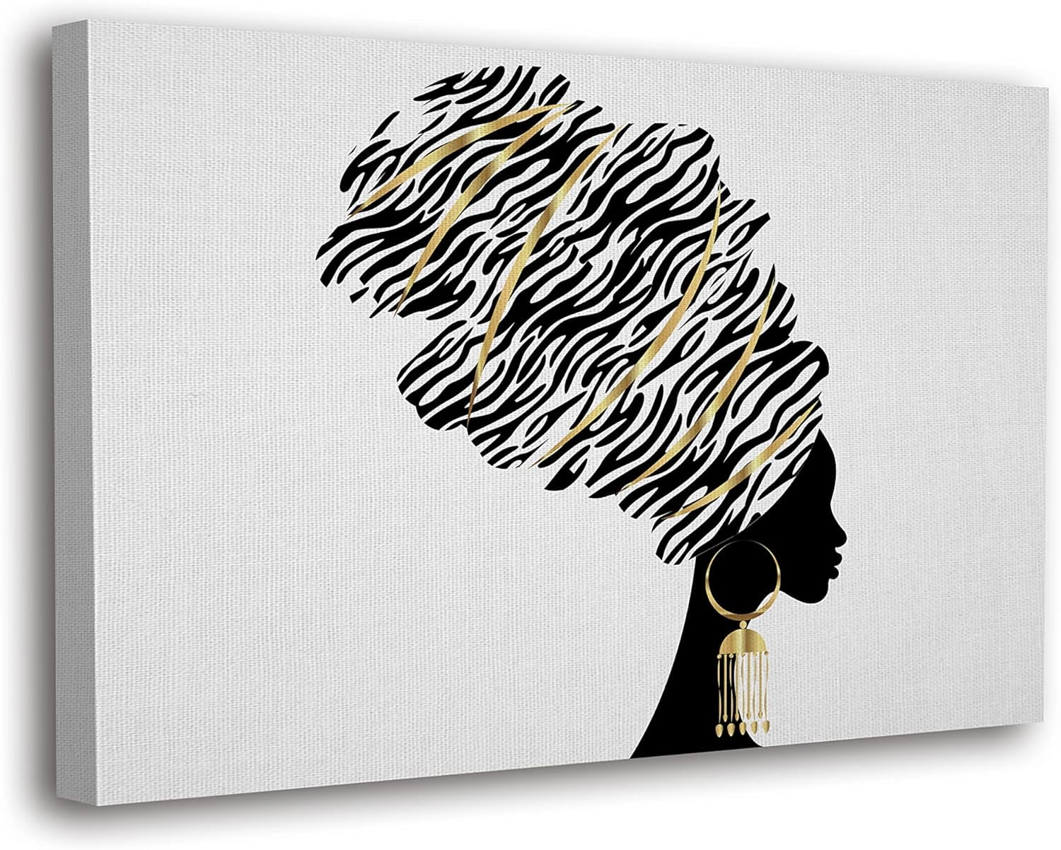 AABERIC African Art Wall Decor Canvas Black and Gold Bedroom Decor African American Black Women ...