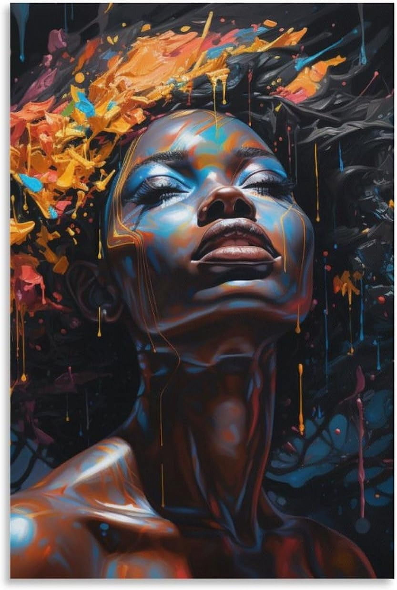 AABERIC African Woman Wall Art Black Art Poster Graffiti Canvas Painting Picture for Living Room ...
