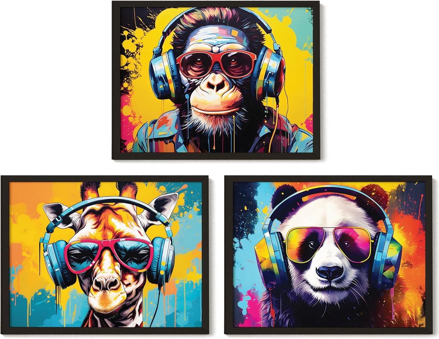 AABERIC Animal Graffiti Wall Art - 12x16 Gaming Wall Decor Monkey ...