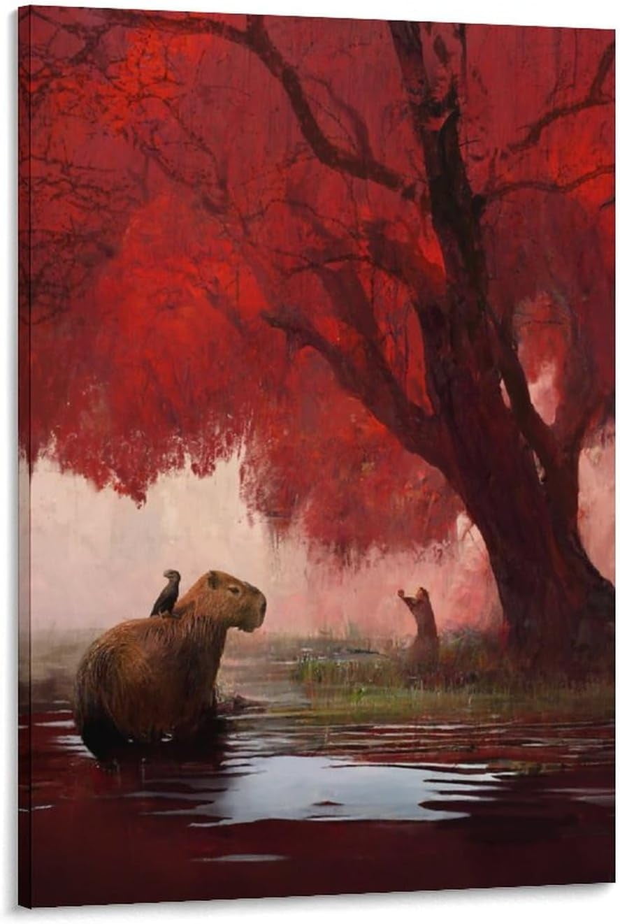 AABERIC Animal Poster Capybara And His Friends Canvas Painting for ...
