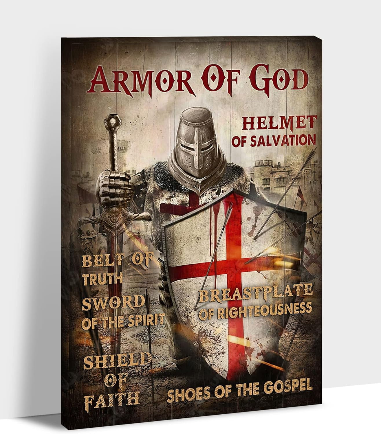 AABERIC Armor Of God Canvas Wall Art Warrior Print Picture For Decor ...
